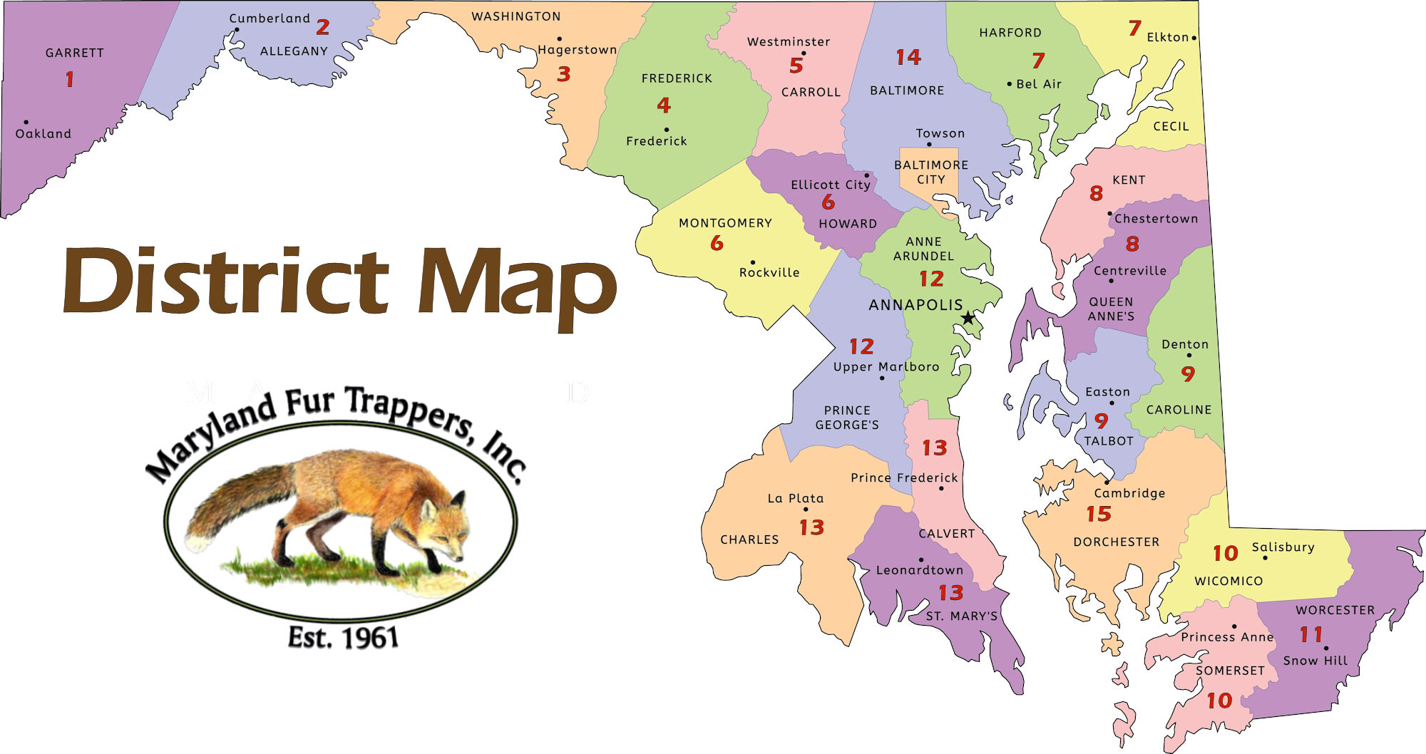 District Map - Maryland Fur Trappers